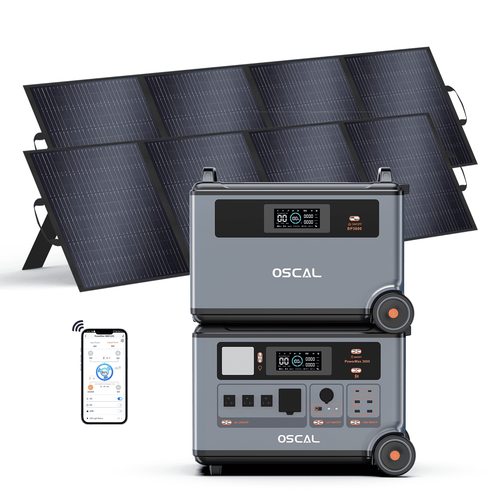 OSCAL PowerMax 3600 Portable Power Station, 3600Wh LiFePO4 Battery with ...