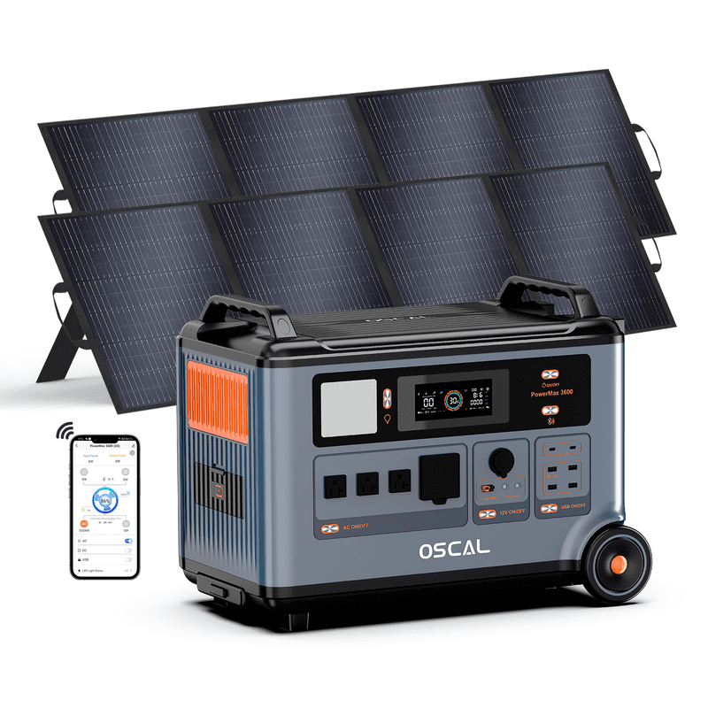 OSCAL PowerMax 3600 Solar Generator with 2x200W Panels | 3600Wh ...
