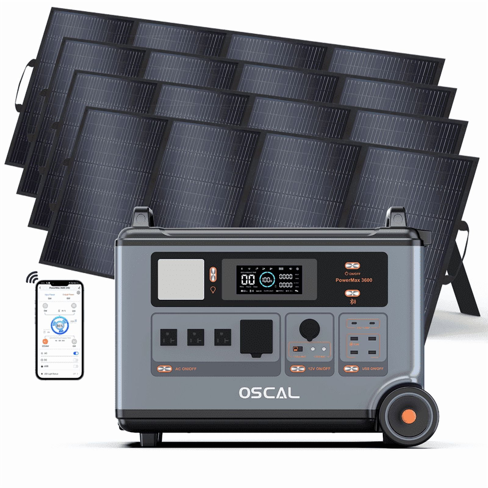 OSCAL PowerMax 6000 Portable Power Station with 4x400W Solar Panels ...