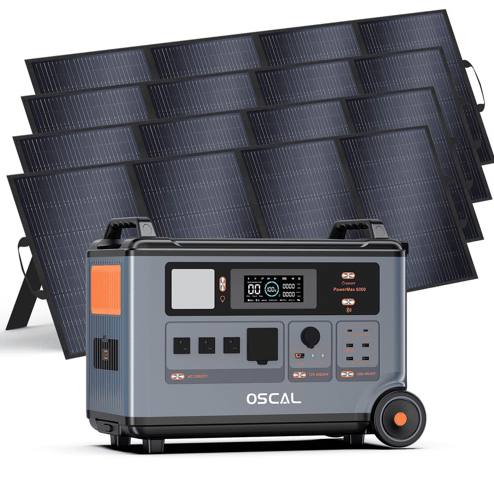 OSCAL PowerMax 6000 Solar Generator 3600Wh with 4×400W Solar Panels ...