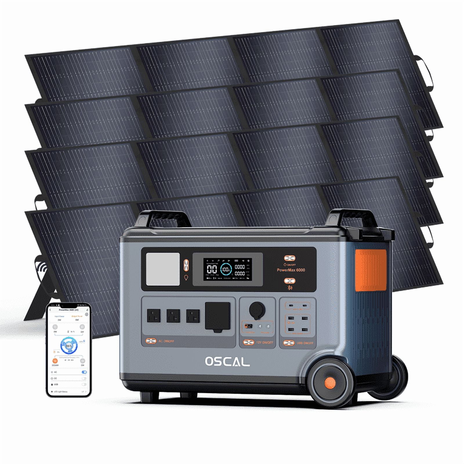 OSCAL PowerMax 6000 Solar Generator, 3600Wh 6000W (7200W Peak) Power ...