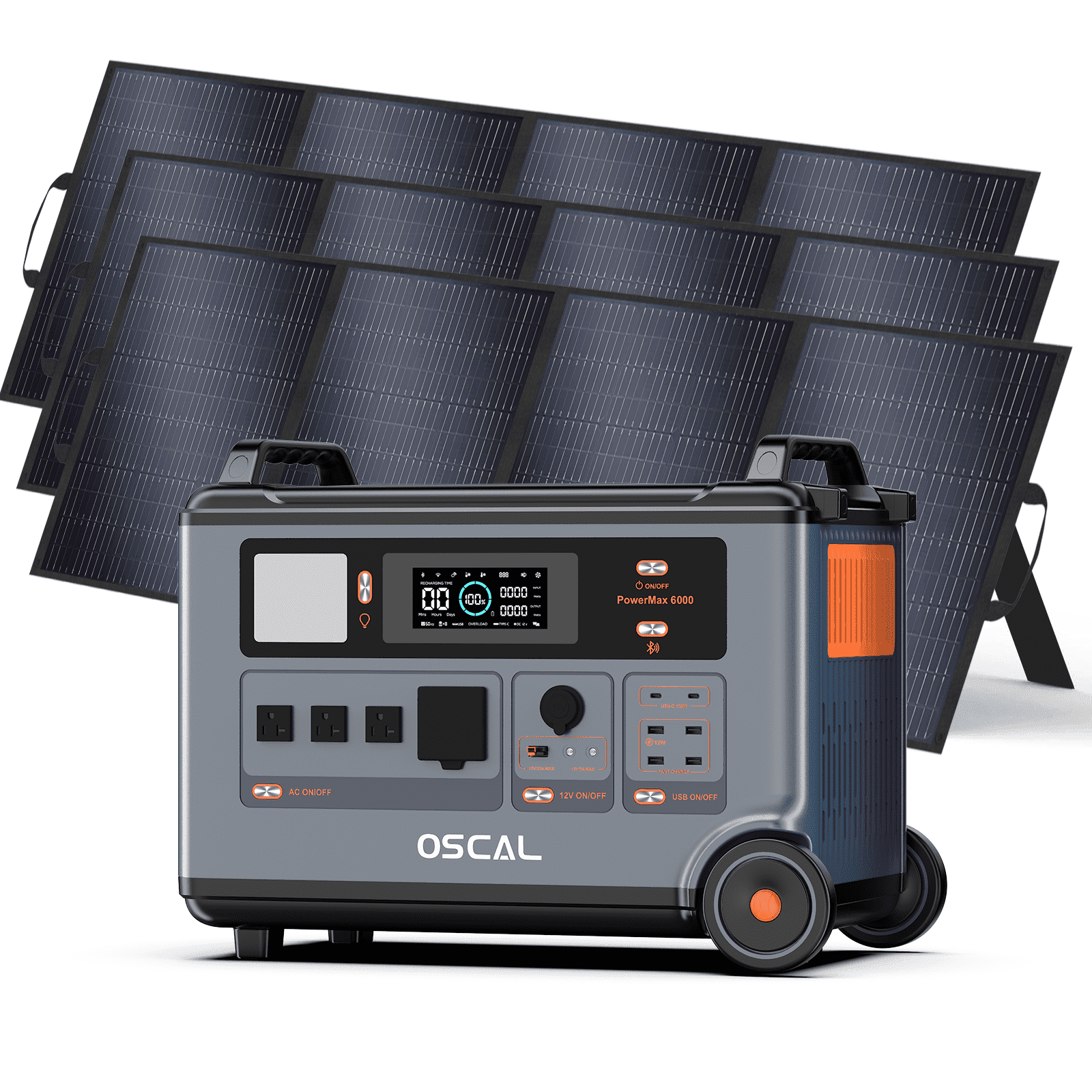 OSCAL PowerMax 6000 Solar Generator, 6000W/7200W Peak, 3600Wh LiFePO4 ...