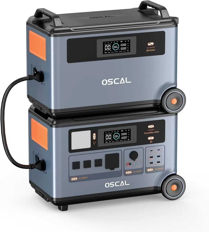 OSCAL PowerMax 6000 Solar Generator Kit with Expansion Battery - 7200Wh ...