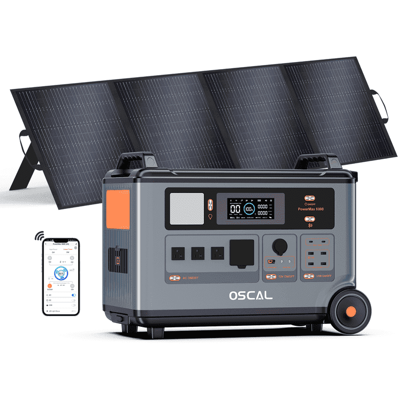 OSCAL Powermax 6000 Solar Generator, 3600Wh Battery Backup with 200W ...