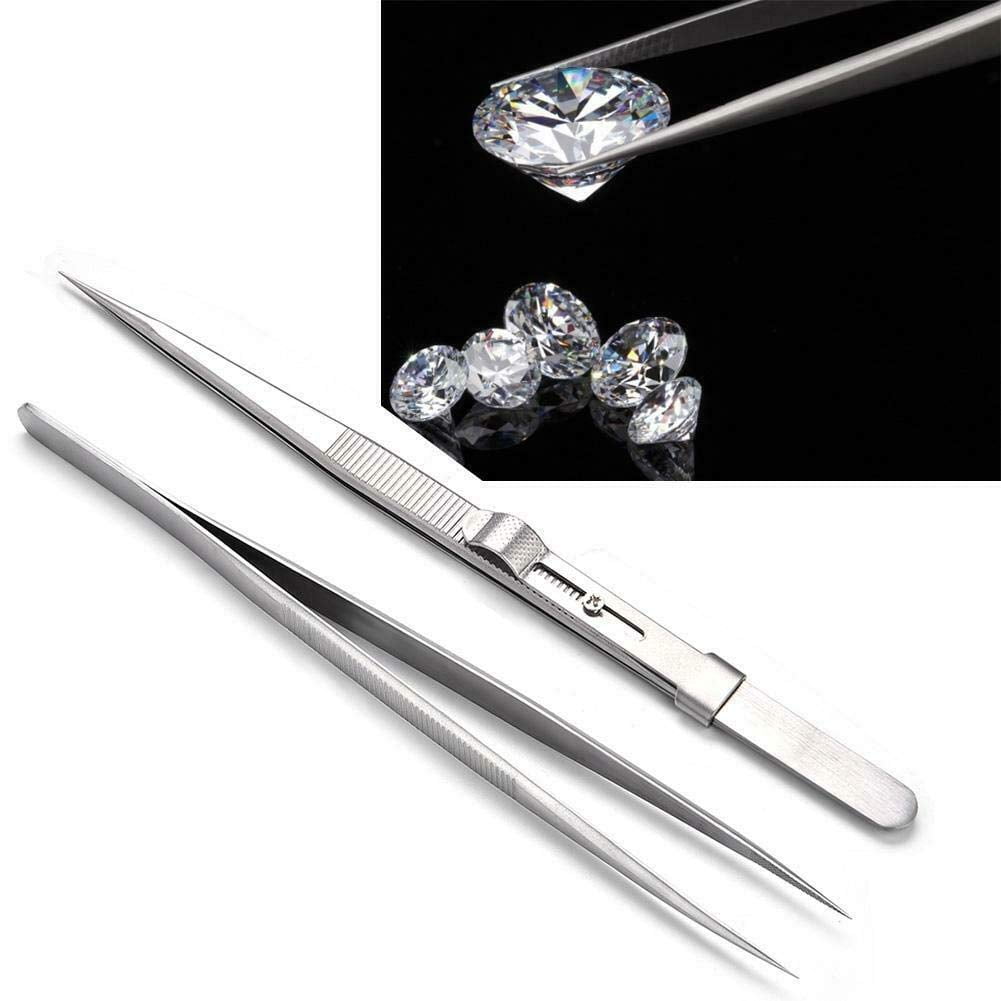 OSCAR 2 x New Diamond TWEEZER GEM Stone Tweezers Locking TWEEZER with ...