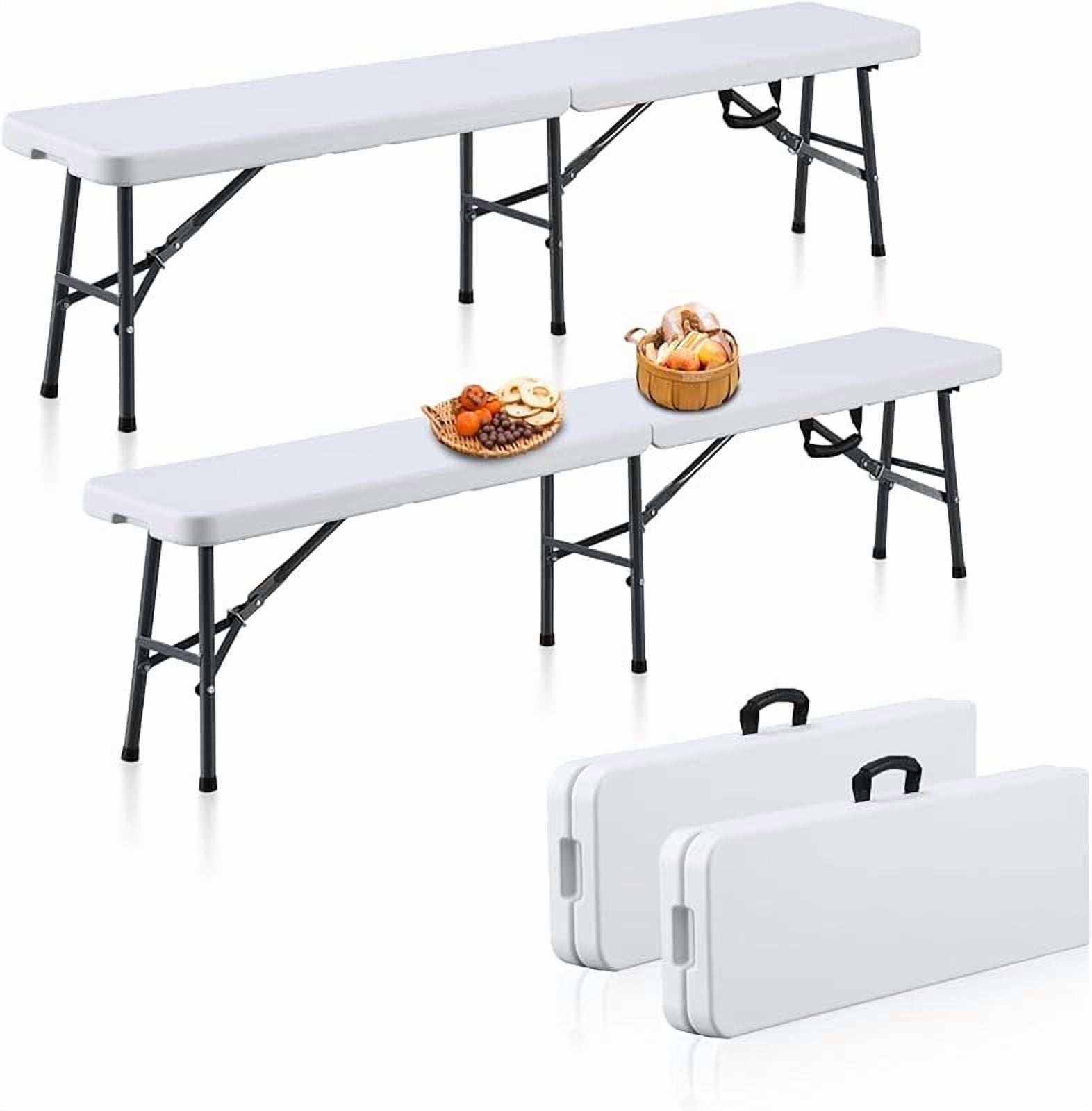 OSDEN 2 Pack 6 Foot Portable Folding Bench, Foldable Bench Seating with ...