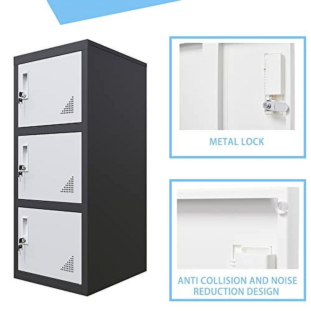 OSEILLC Metal Lockers with 3 Doors for Employees, 3-Tier Storage Locker ...