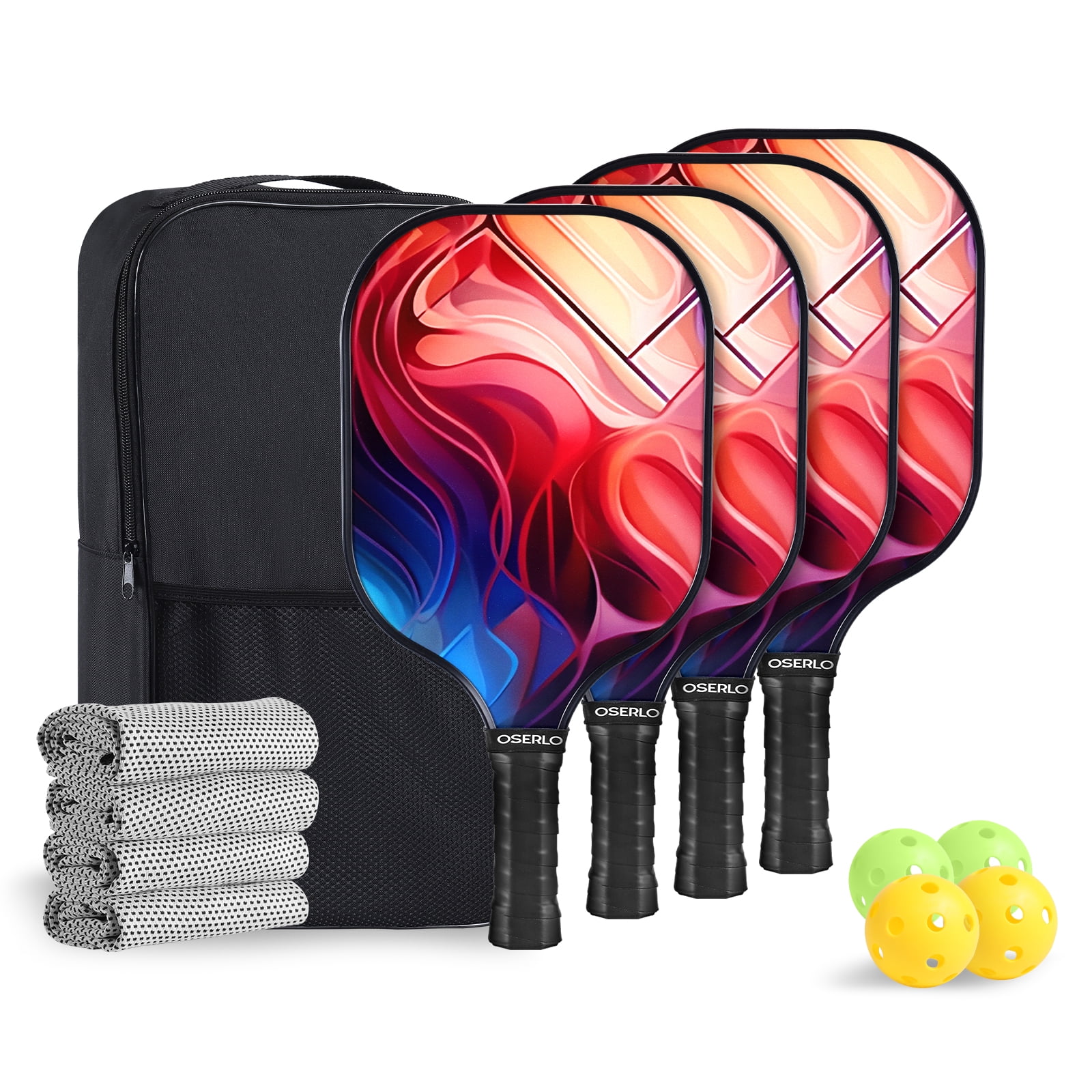 OSERLO Pickleball Paddles Set of 4, with 4 Fiberglass Paddles, 4 Pickle ...