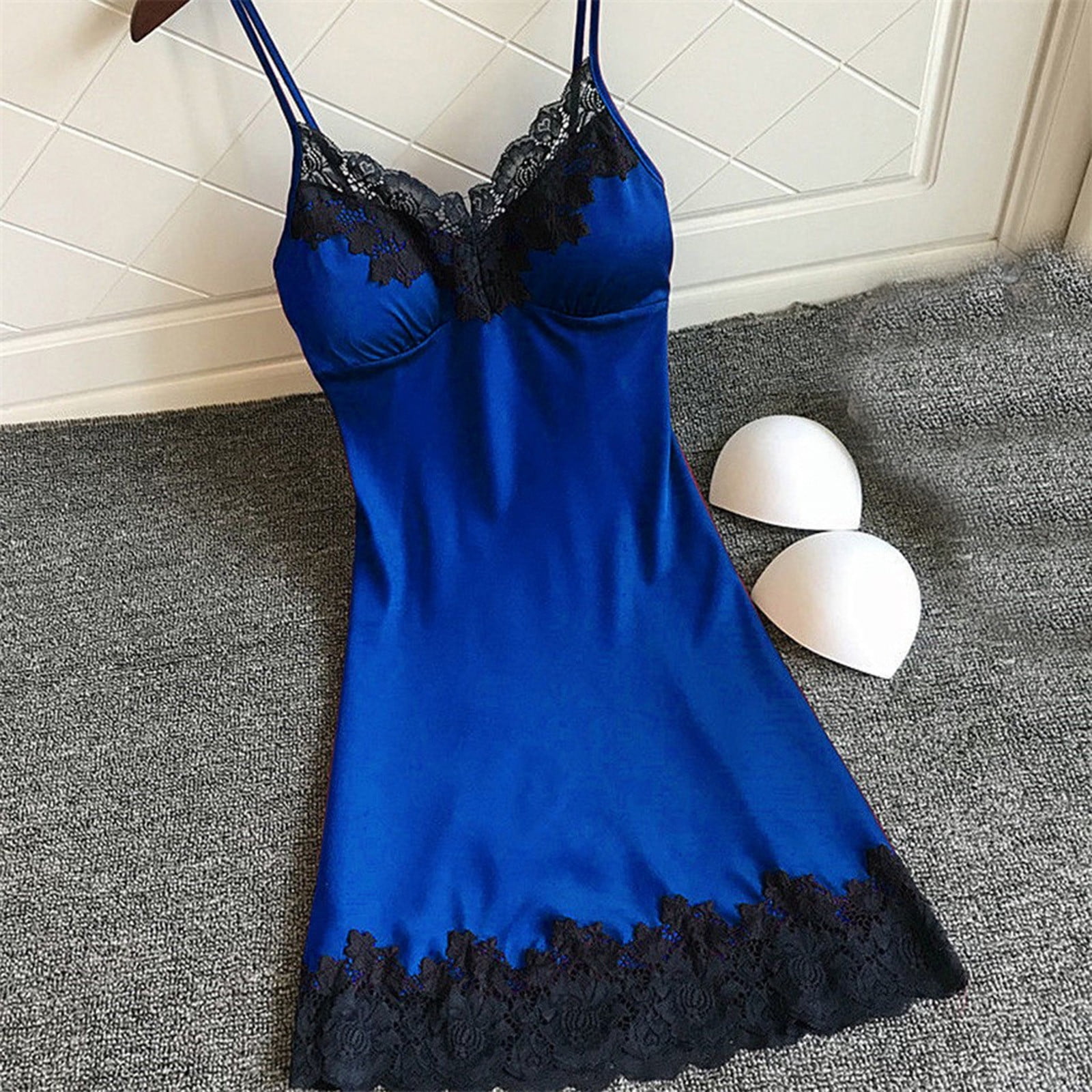 OSFVNOXV Chemise Nightgowns for Women with Built-In-Bra,Plus Size Satin ...