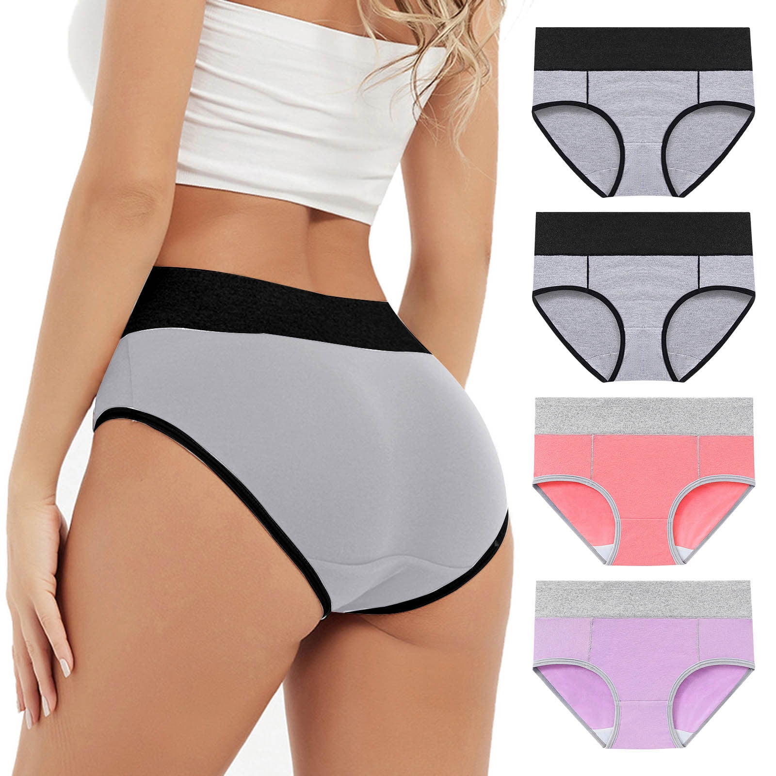 OSFVNOXV Cotton Leakproof Panties for Women Multipack,Plus Size High Waisted Incontinence Briefs ...