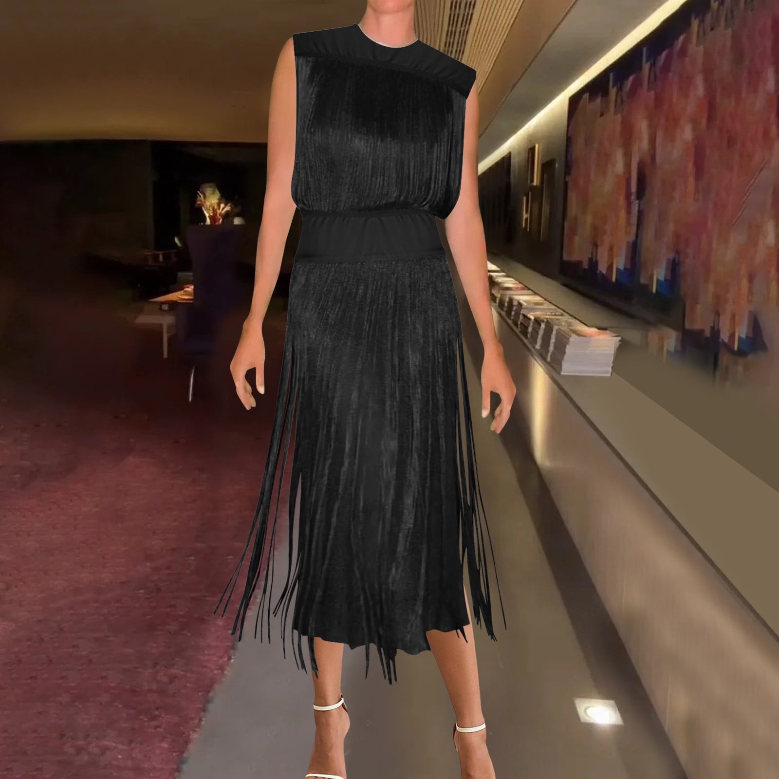 OSFVNOXV Evening Dress for Women Formal Satin Silk Dress Sleeveless ...