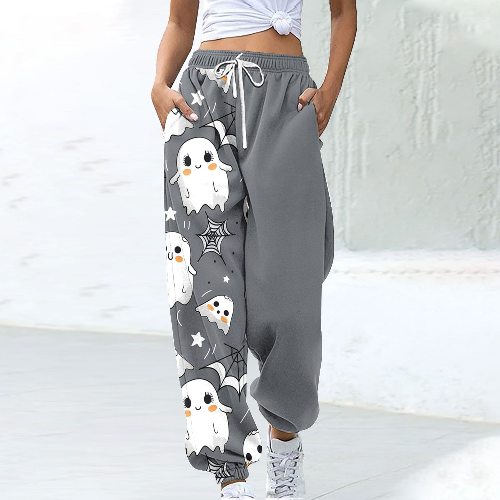 OSFVNOXV Halloween Sweatpants for Women Cute Jogger Floral Print ...
