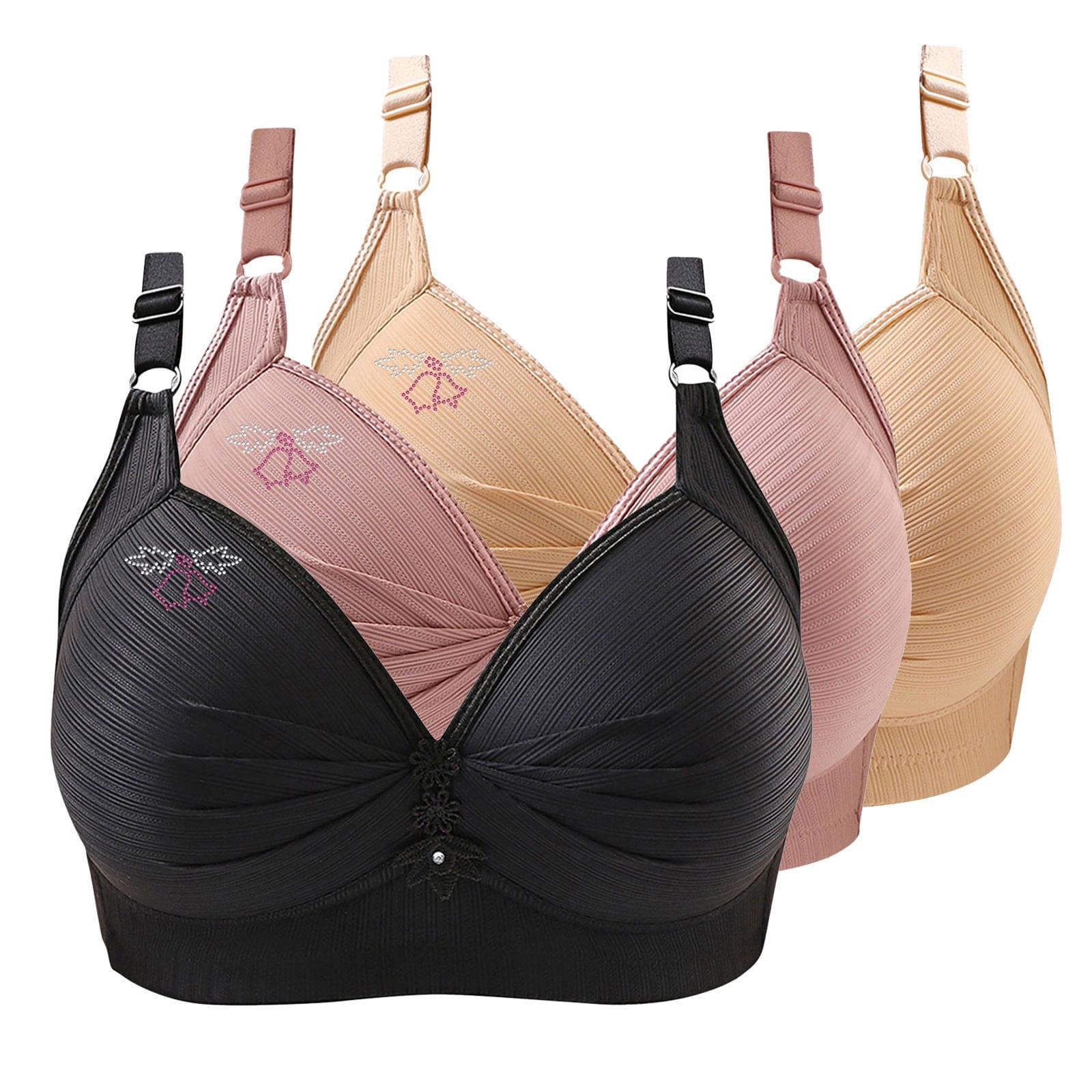 OSFVNOXV Plus Size Bras for Big Bust Women 3 Pack Push-Up Everyday Bra ...