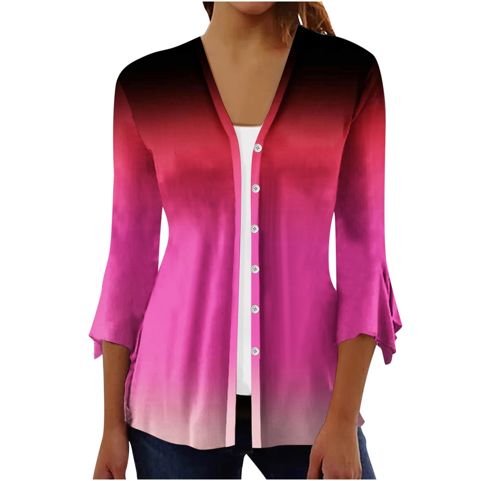 OSFVNOXV Women Dress Cover Up Formal Casual 3/4 Sleeve Cardigan ...