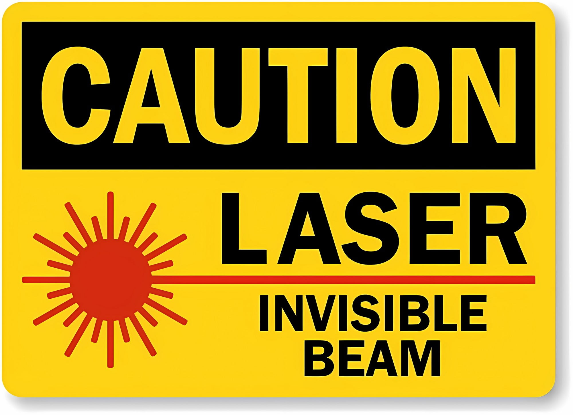 OSHA Caution Sign Laser Invisible Beam (with Red Laser Graphic) - 8"x12 ...