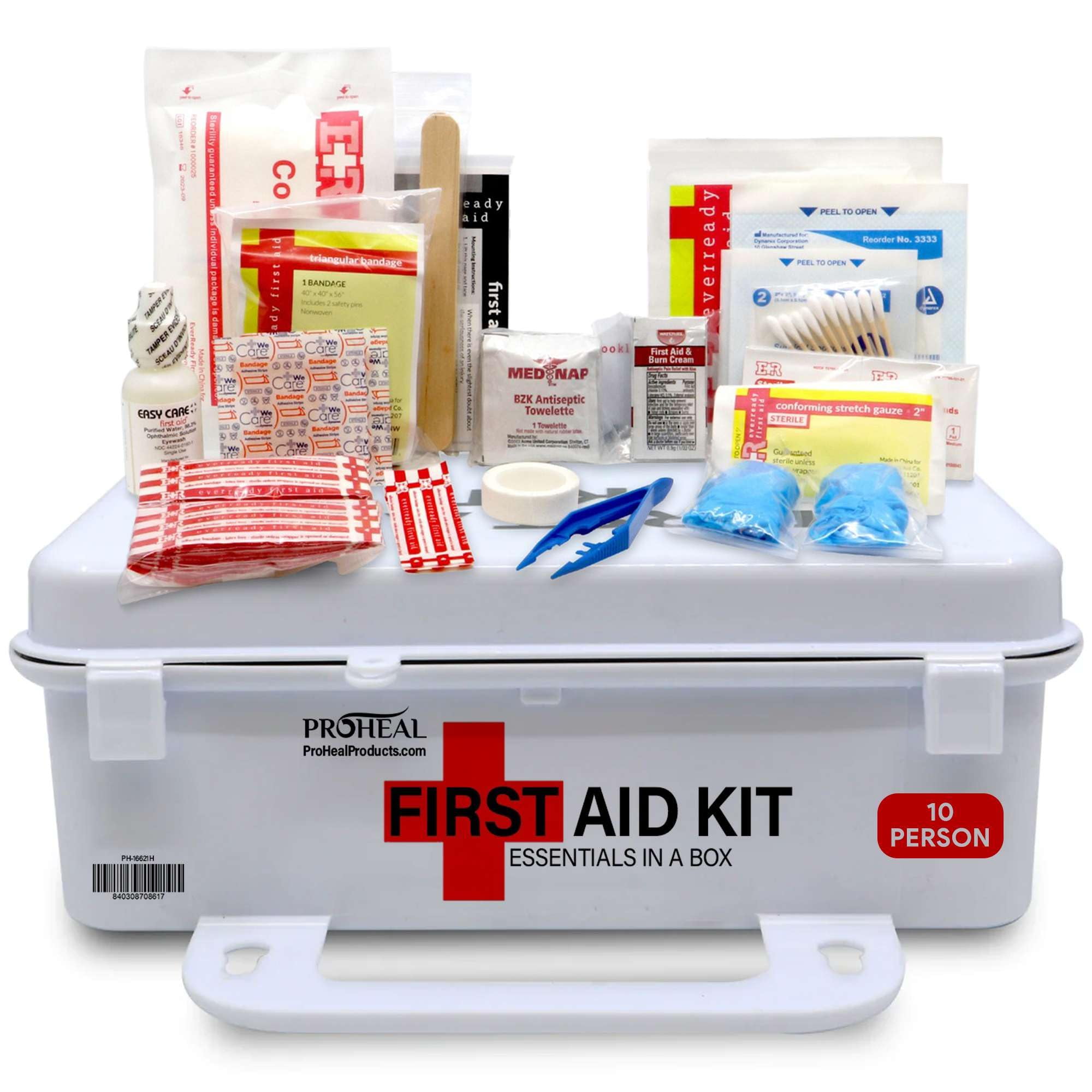 OSHA Compliant First Aid Kit - 10 Person, ANSI Class A Emergency Kit ...