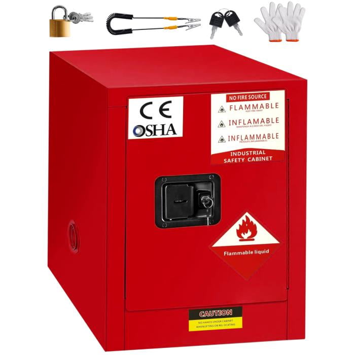 OSHA Compliant Red Cabinet, 18.11"x 18.11"x 23" Size, Adjustable Steel ...