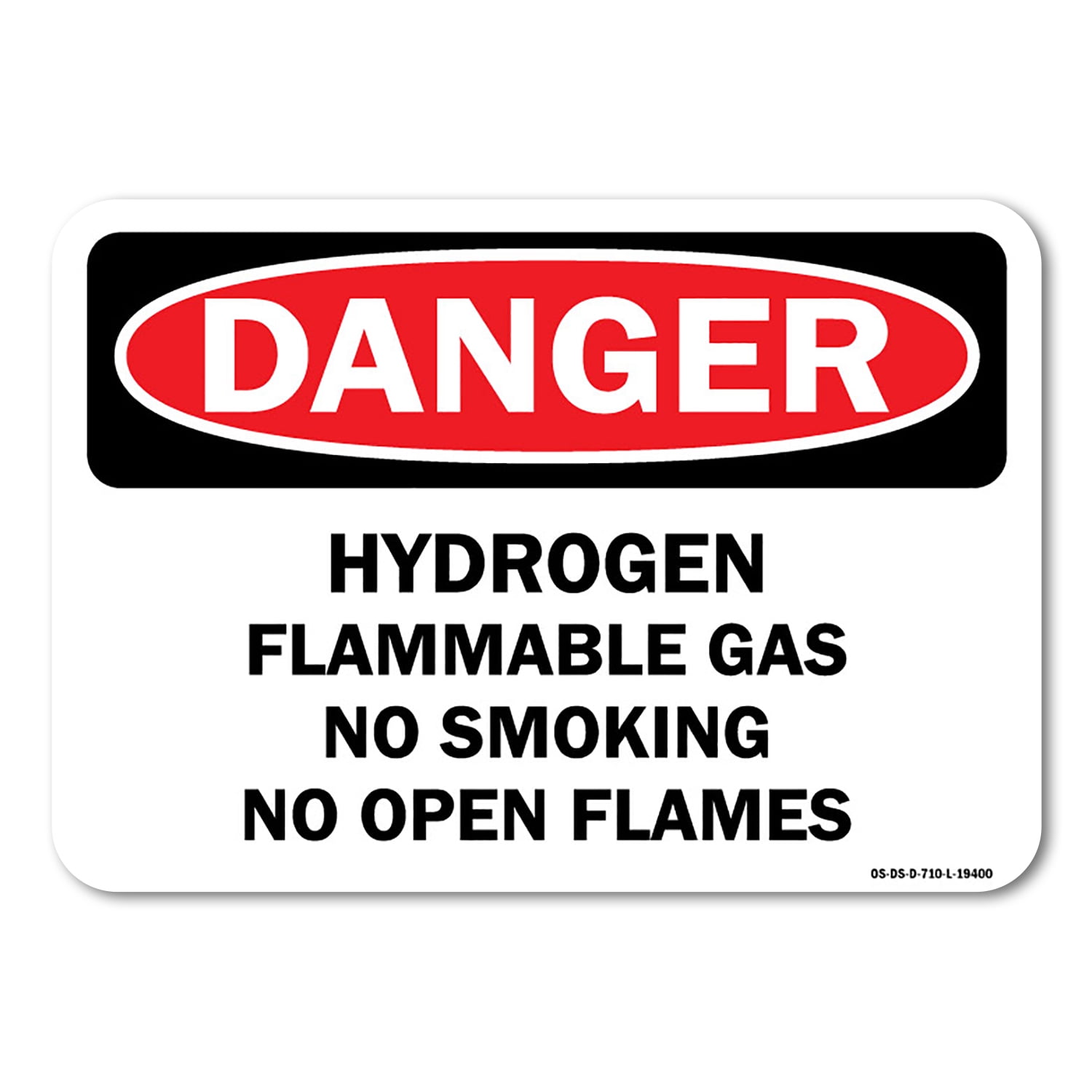 OSHA Danger Decal - Hydrogen Flammable Gas No Smoking or Open Flames ...