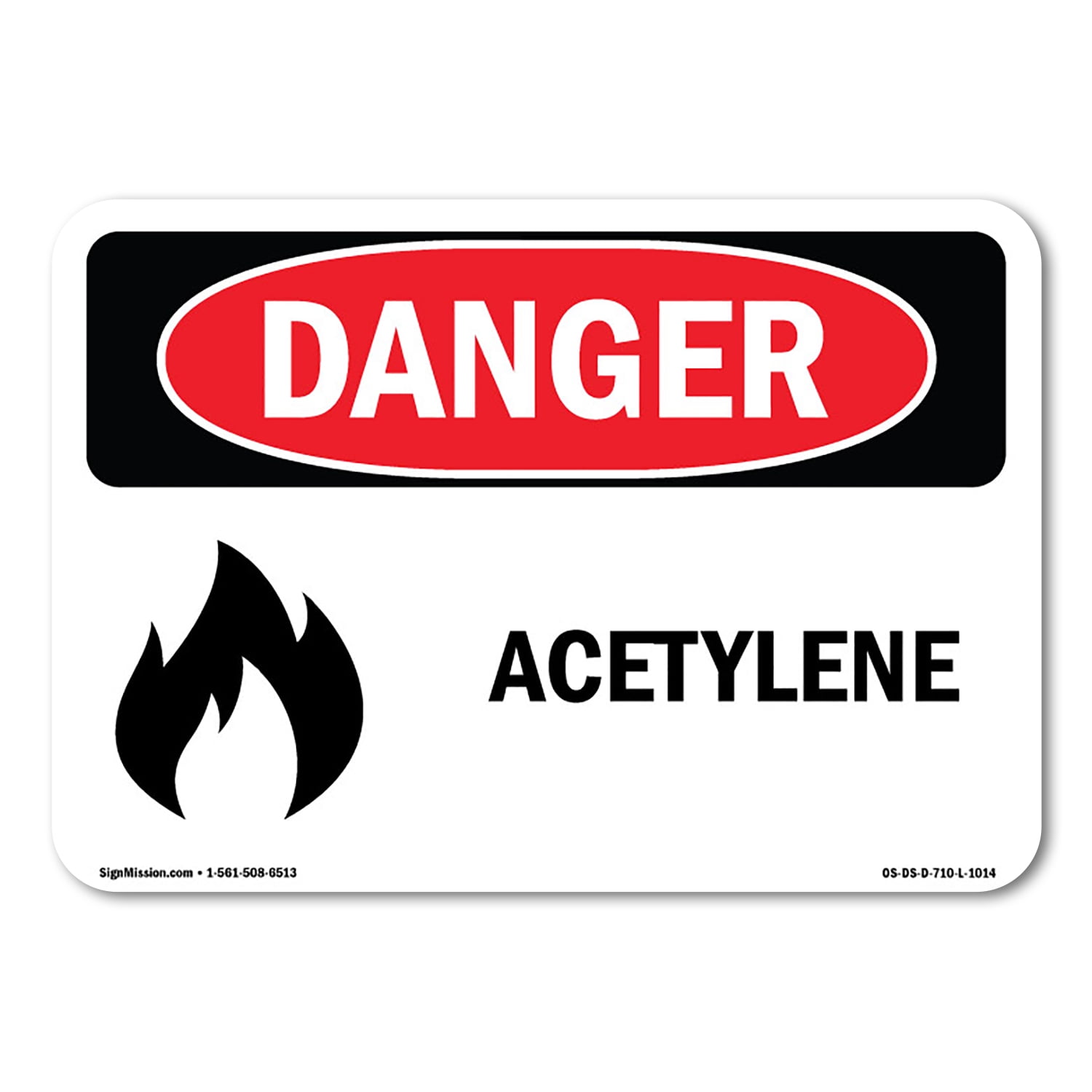 OSHA Danger Sign - Acetylene | Decal | Protect Your Business ...
