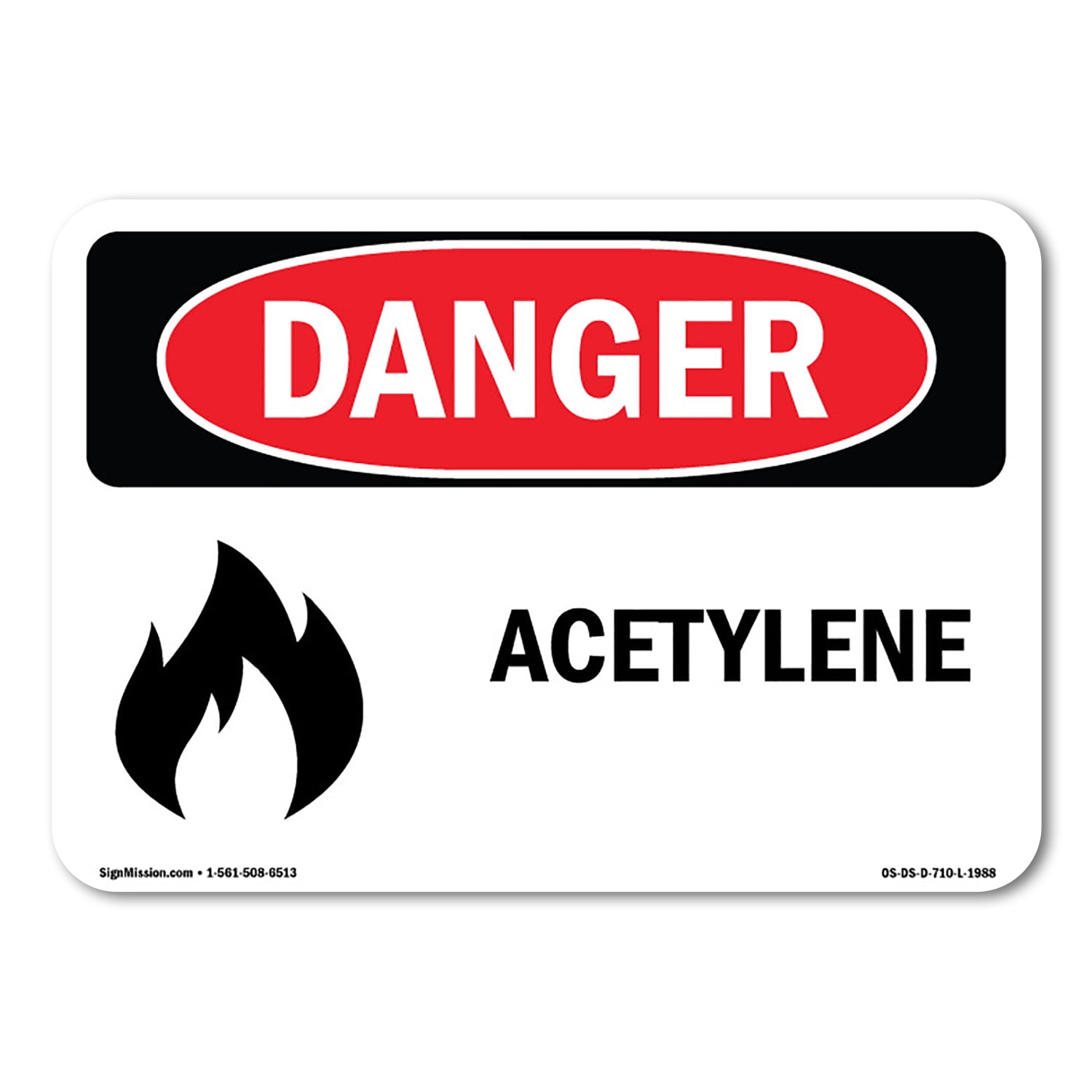 OSHA Danger Sign - Acetylene | Plastic Sign | Protect Your Business ...