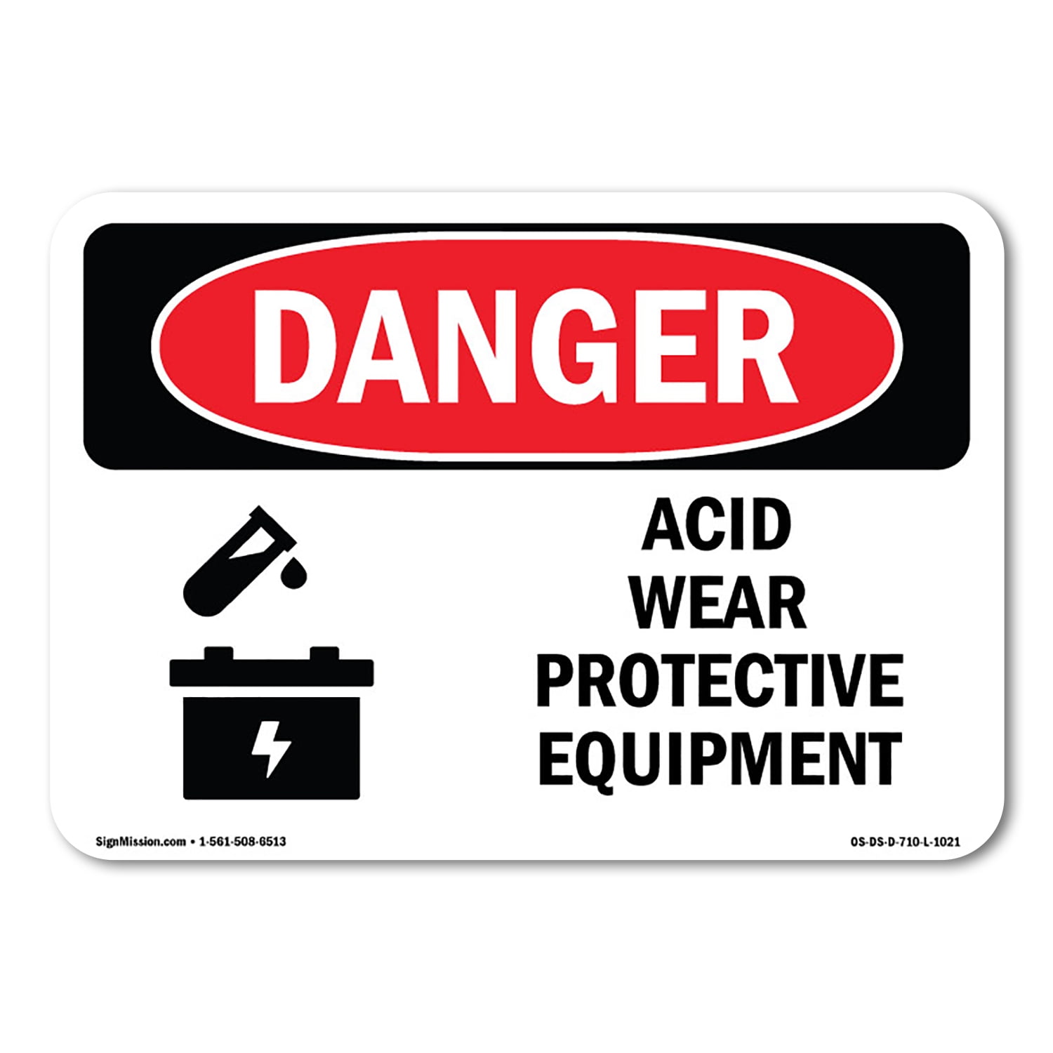 OSHA Danger Sign - Acid Wear Protective Equipment | Decal | Protect ...