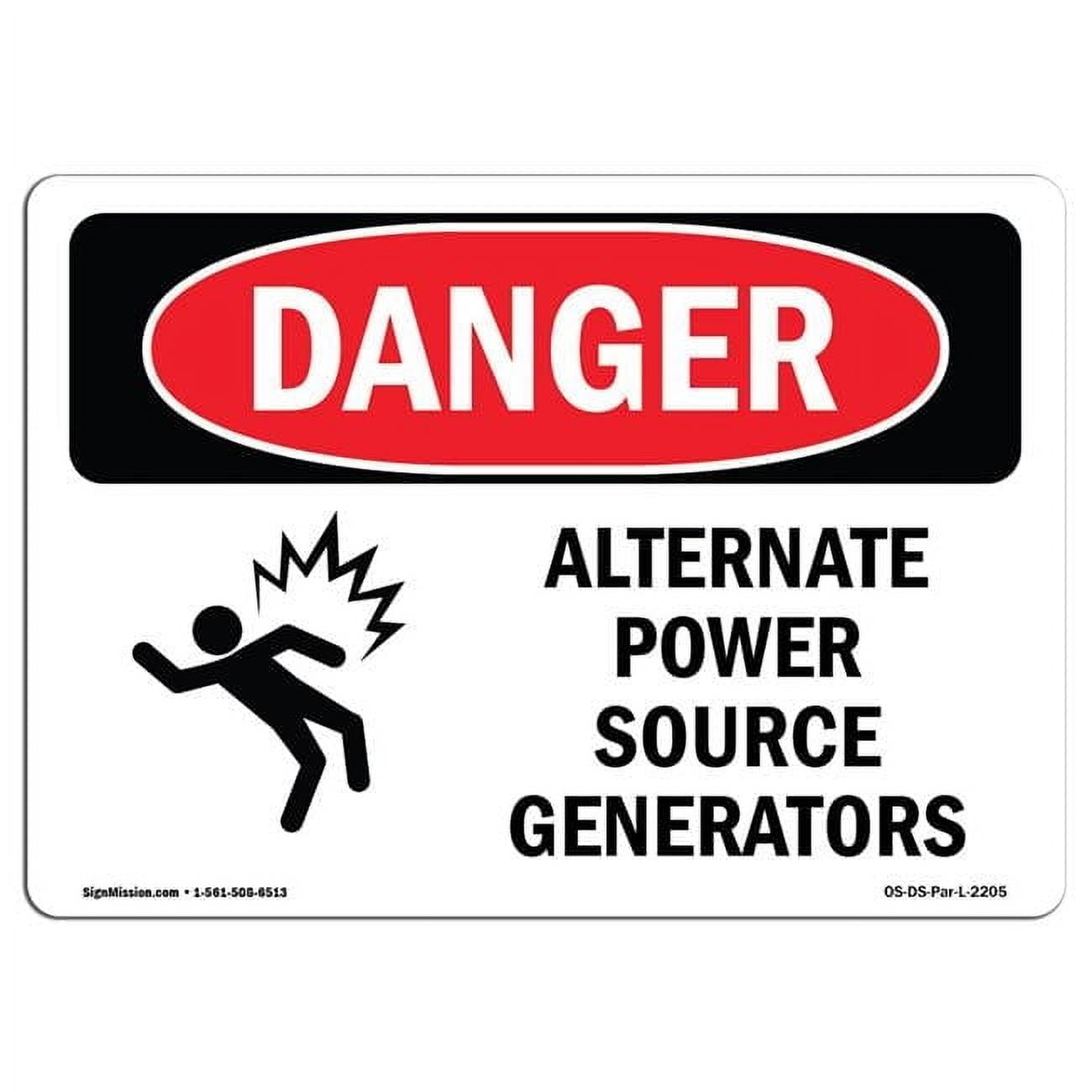 OSHA Danger Sign - Alternate Power Source Generators - Walmart.com