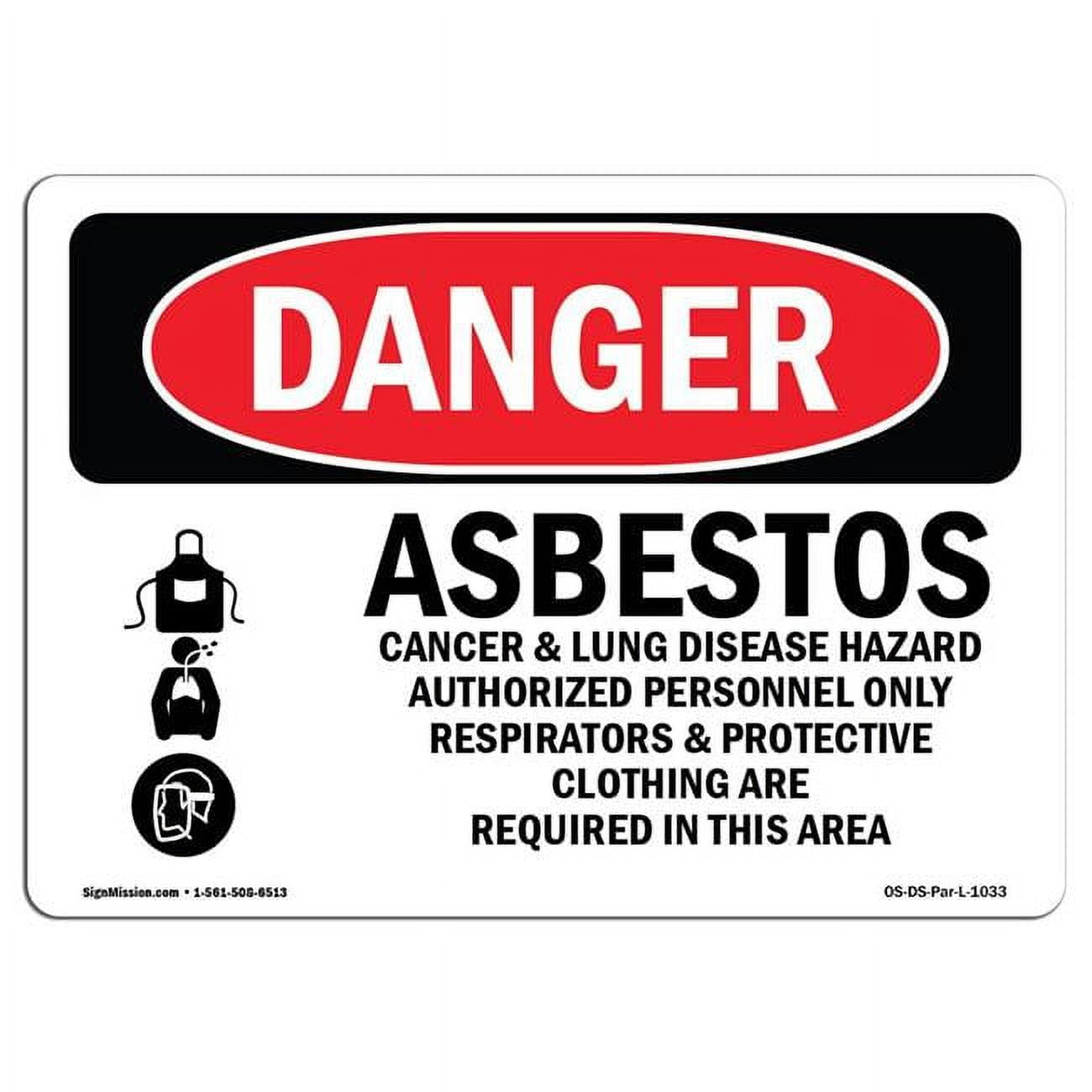 OSHA Danger Sign - Asbestos Cancer & Lung Disease Hazard - Walmart.com
