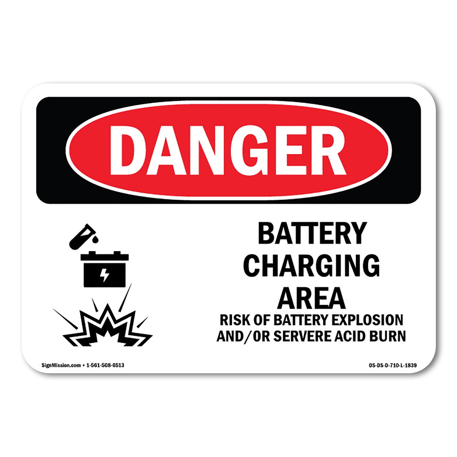 OSHA Danger Sign - Battery Charging Area Risks | Plastic Sign | Protect ...