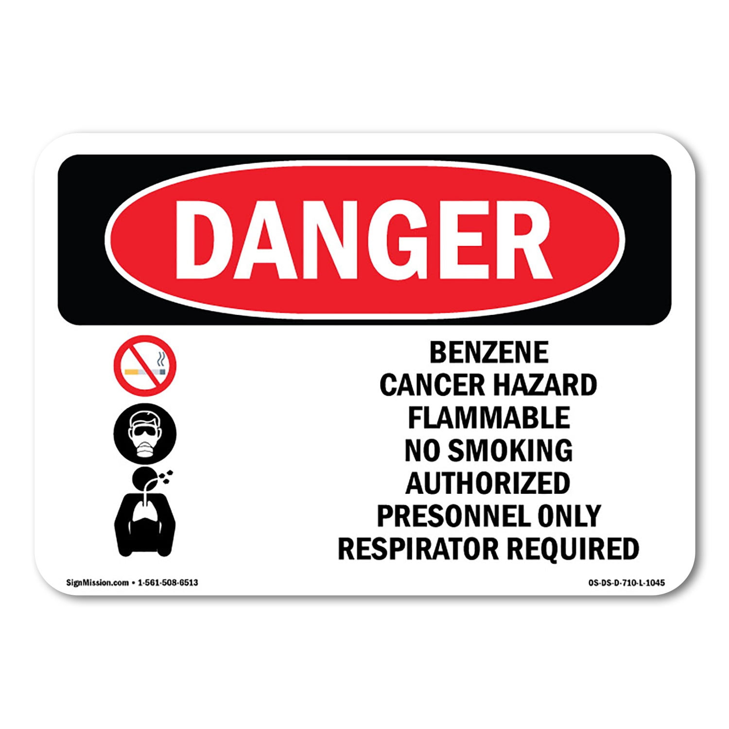 OSHA Danger Sign - Benzene | Aluminum Sign | Protect Your Business ...