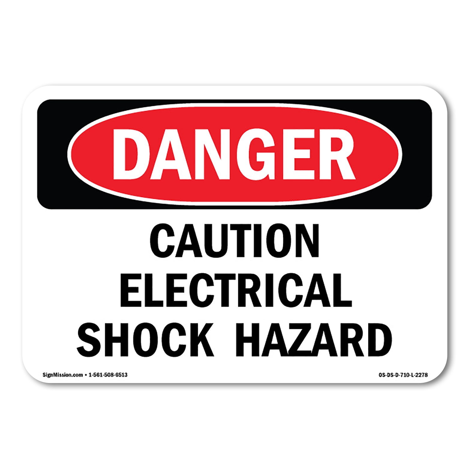 OSHA Danger Sign - Caution Electrical Shock Hazard | Plastic Sign ...