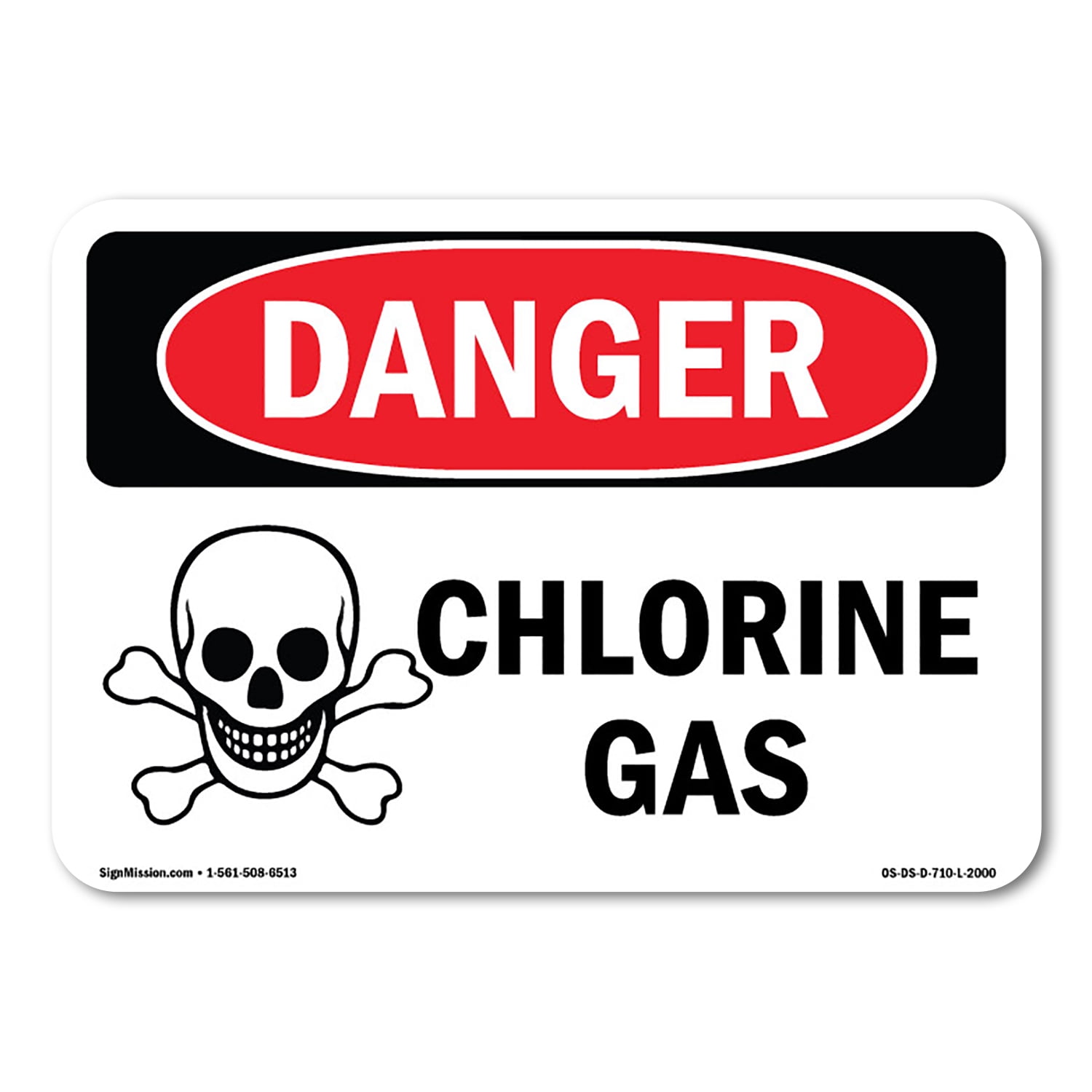 OSHA Danger Sign - Chlorine Gas | Decal | Protect Your Business ...