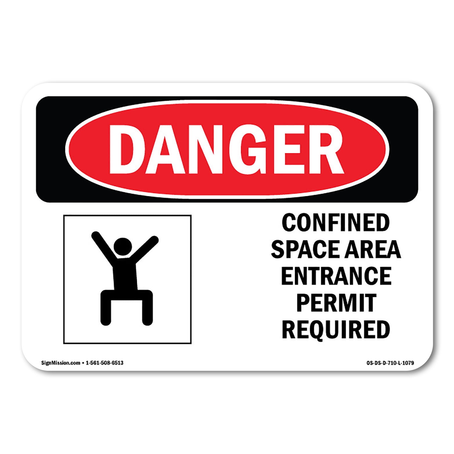 OSHA Danger Sign - Confined Space Area Entrance Permit Required | Decal ...