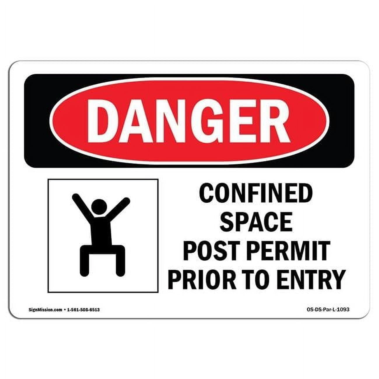 OSHA Danger Sign - Confined Space Post Permit Prior to Entry - Walmart.com