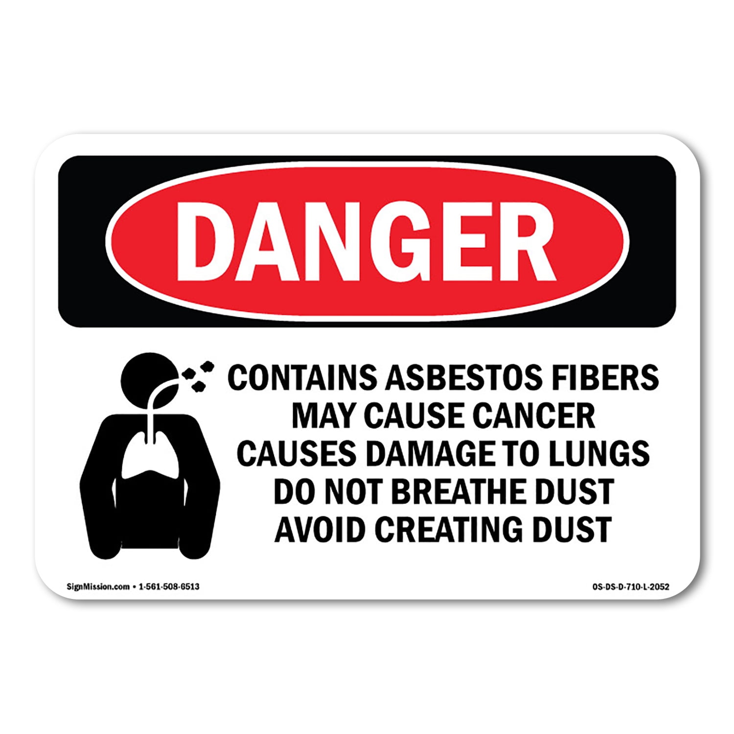 OSHA Danger Sign - Contains Asbestos Fibers | Plastic Sign | Protect ...