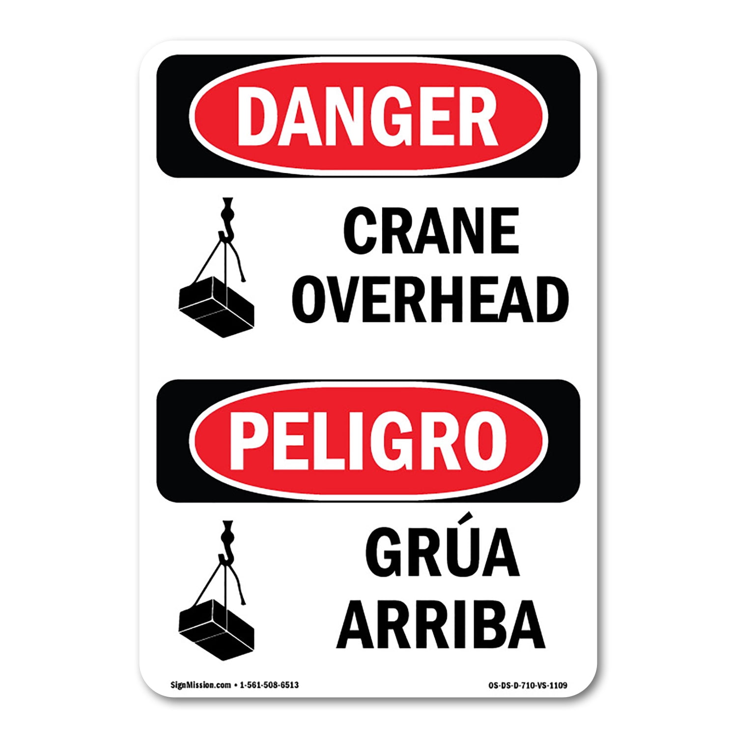 OSHA Danger Sign - Crane Overhead | Decal | Protect Your Business ...