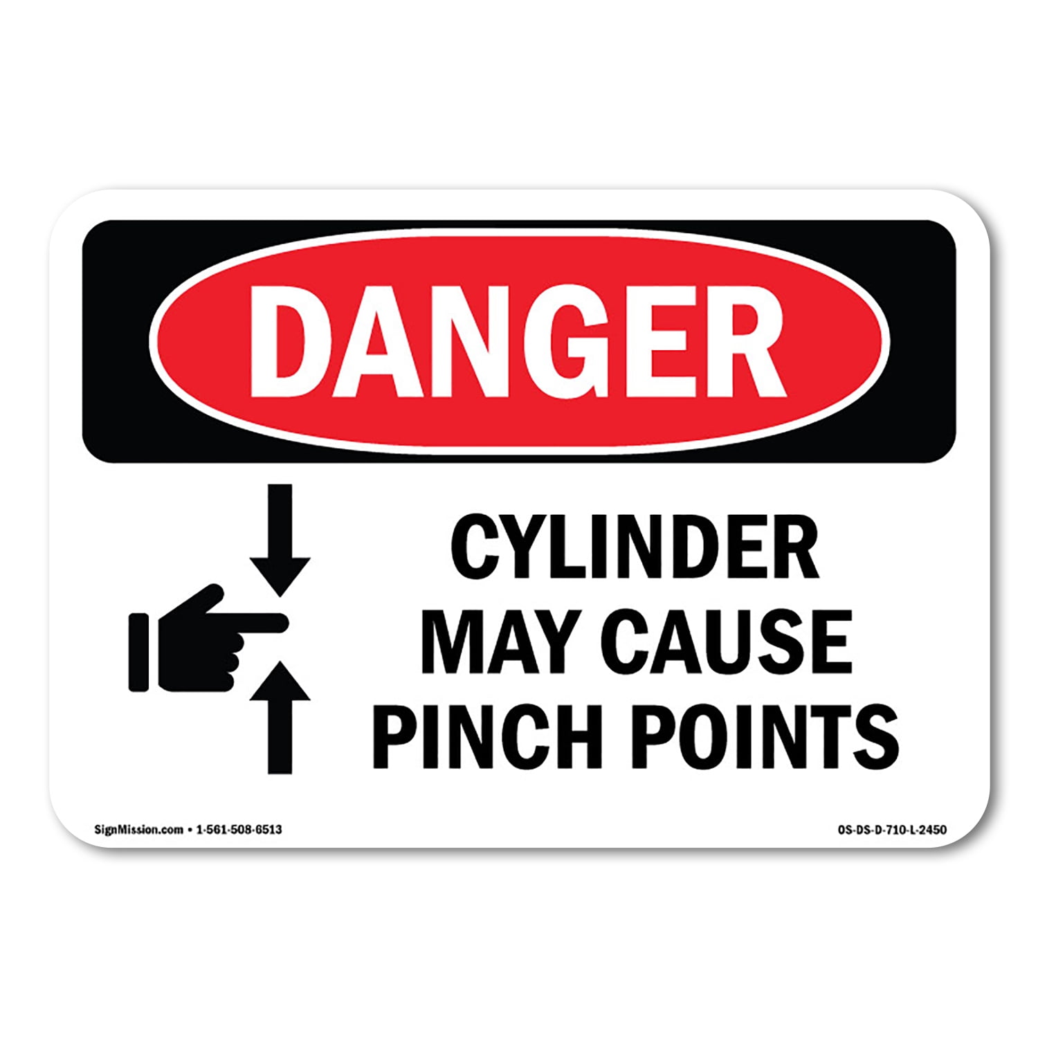 OSHA Danger Sign - Cylinder May Cause Pinch Points | Plastic Sign ...