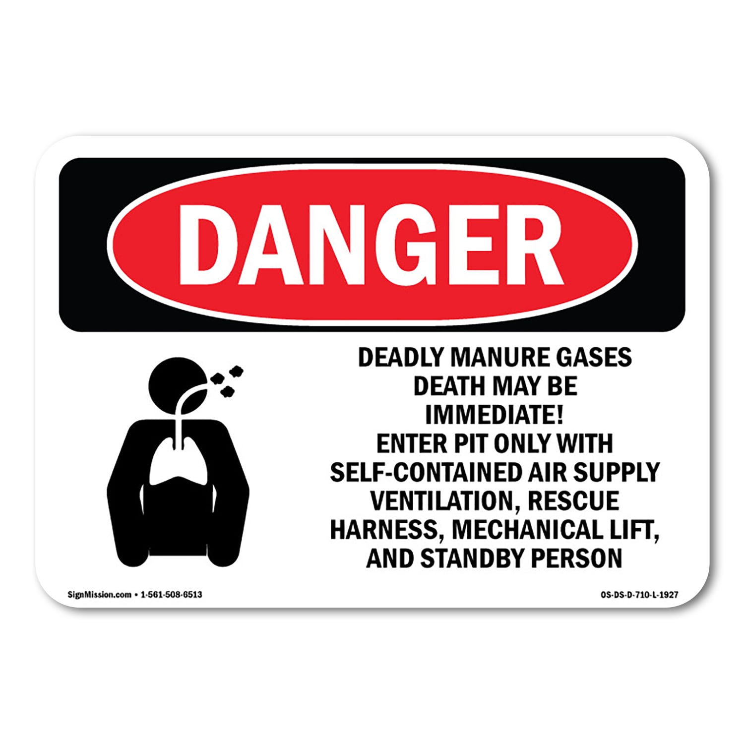 OSHA Danger Sign - Deadly Manure Gas Hazard | Plastic Sign | Protect ...