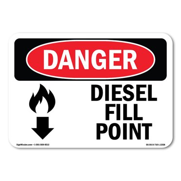 OSHA Notice Sign - Diesel Fuel Engine Off Sign With Symbol | Decal ...