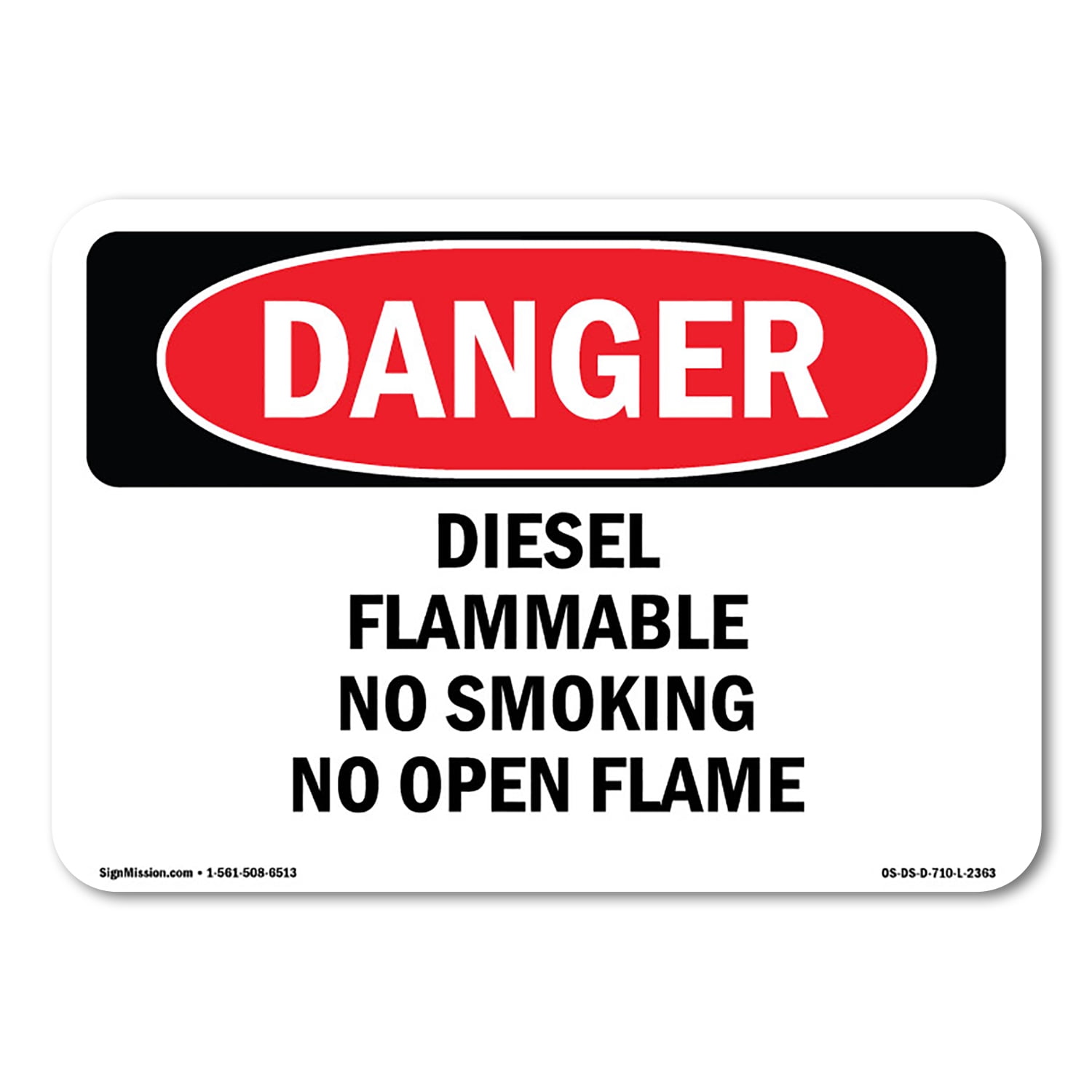 OSHA Danger Sign - Diesel Flammable No Smoking No Open Flame | Decal ...