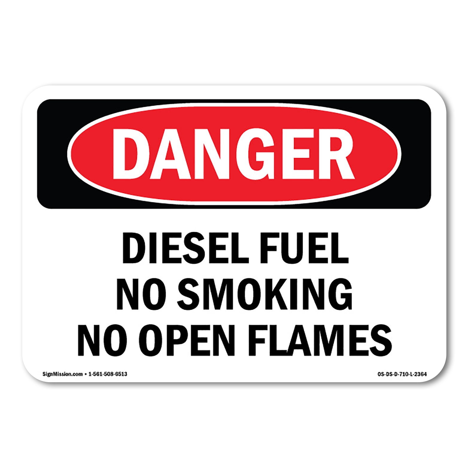OSHA Danger Sign - Diesel Fuel No Smoking No Open Flames | Decal ...