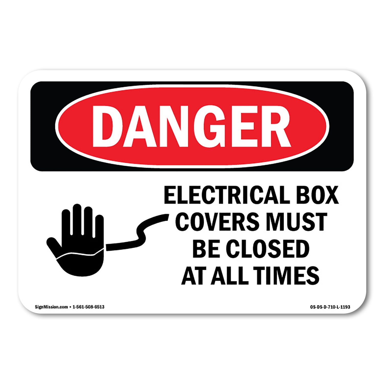 OSHA Danger Sign - Electrical Box Covers Must Be Closed | Decal ...