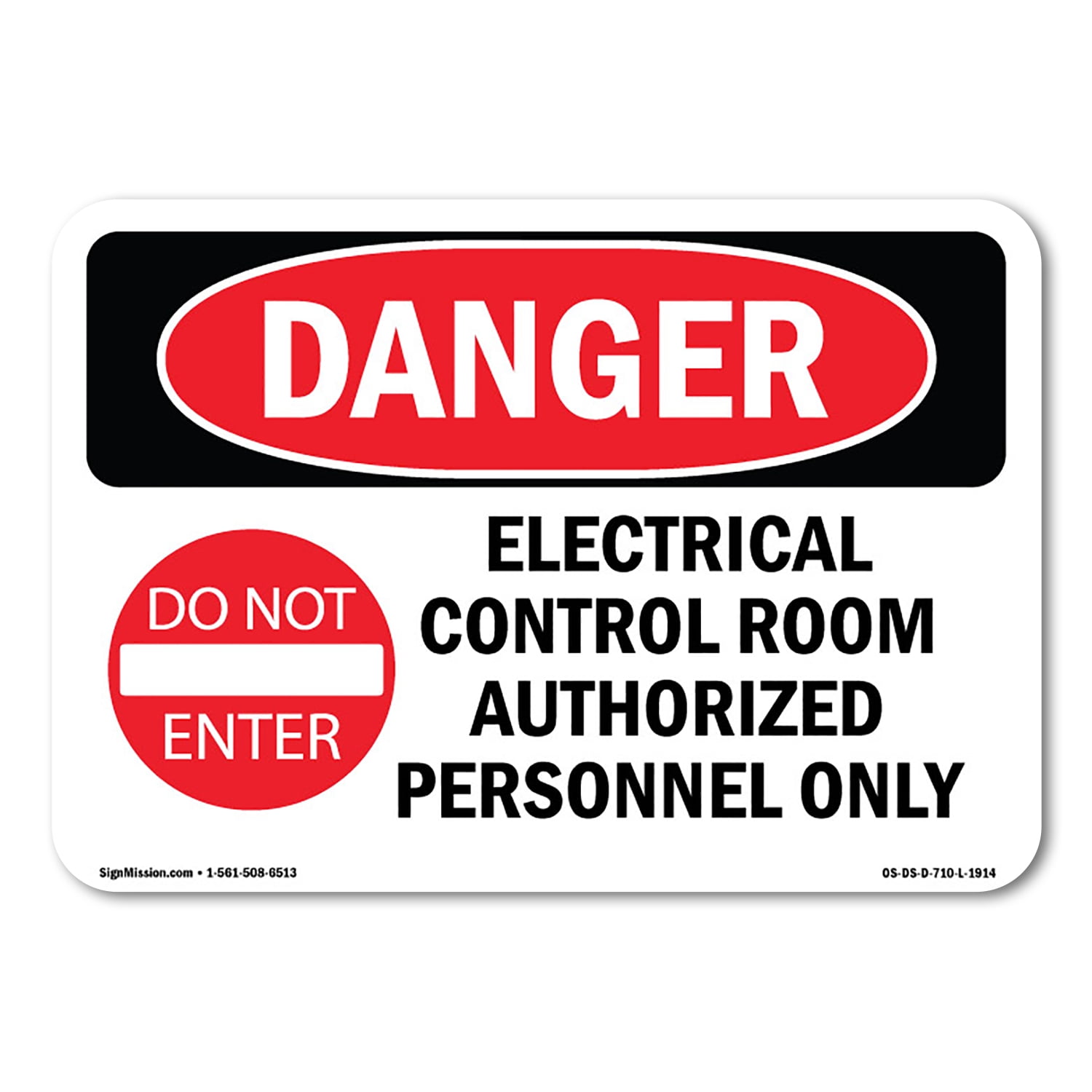 OSHA Danger Sign - Electrical Control Room | Decal | Protect Your ...