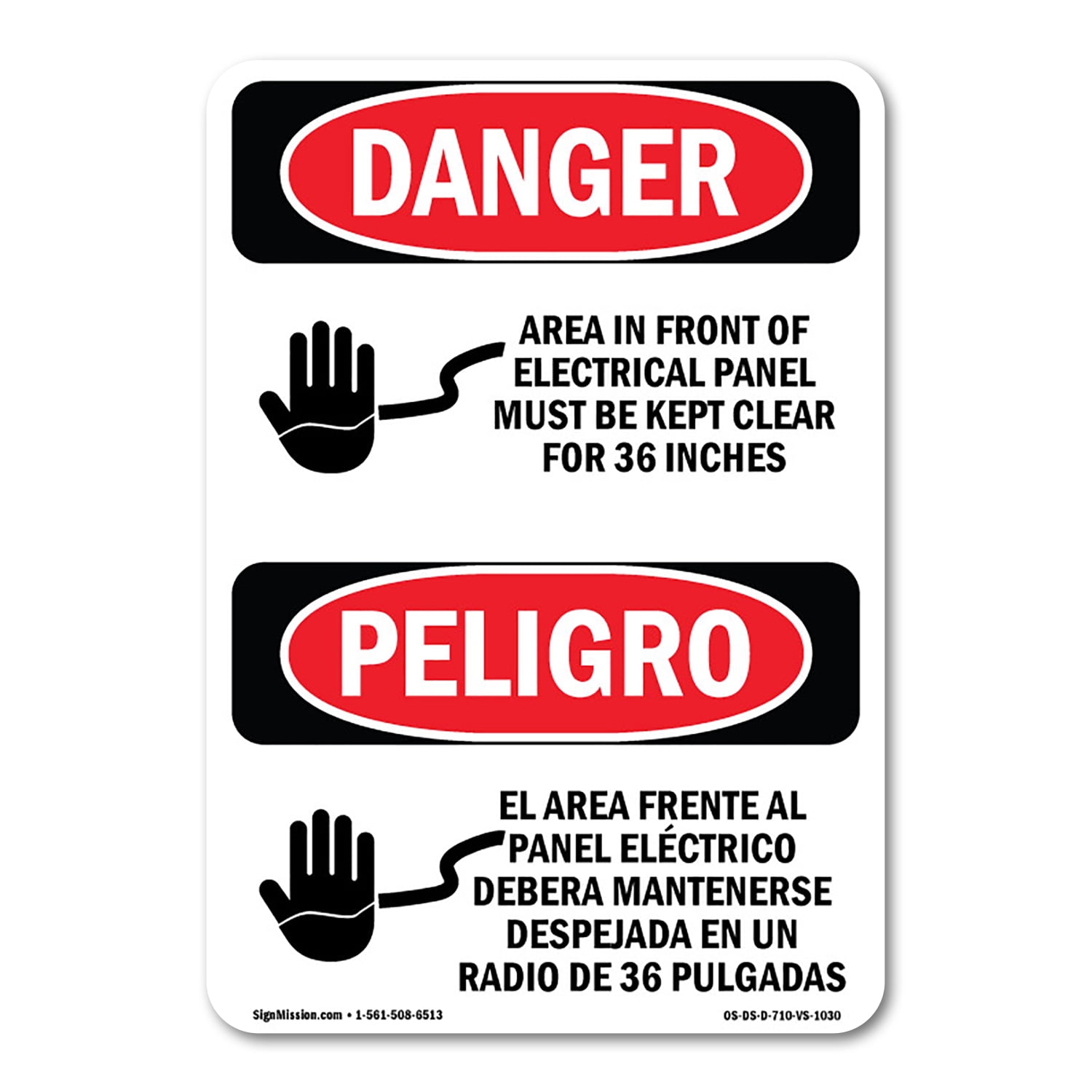 OSHA Danger Sign - Electrical Panel Keep Clear Bilingual | Decal ...