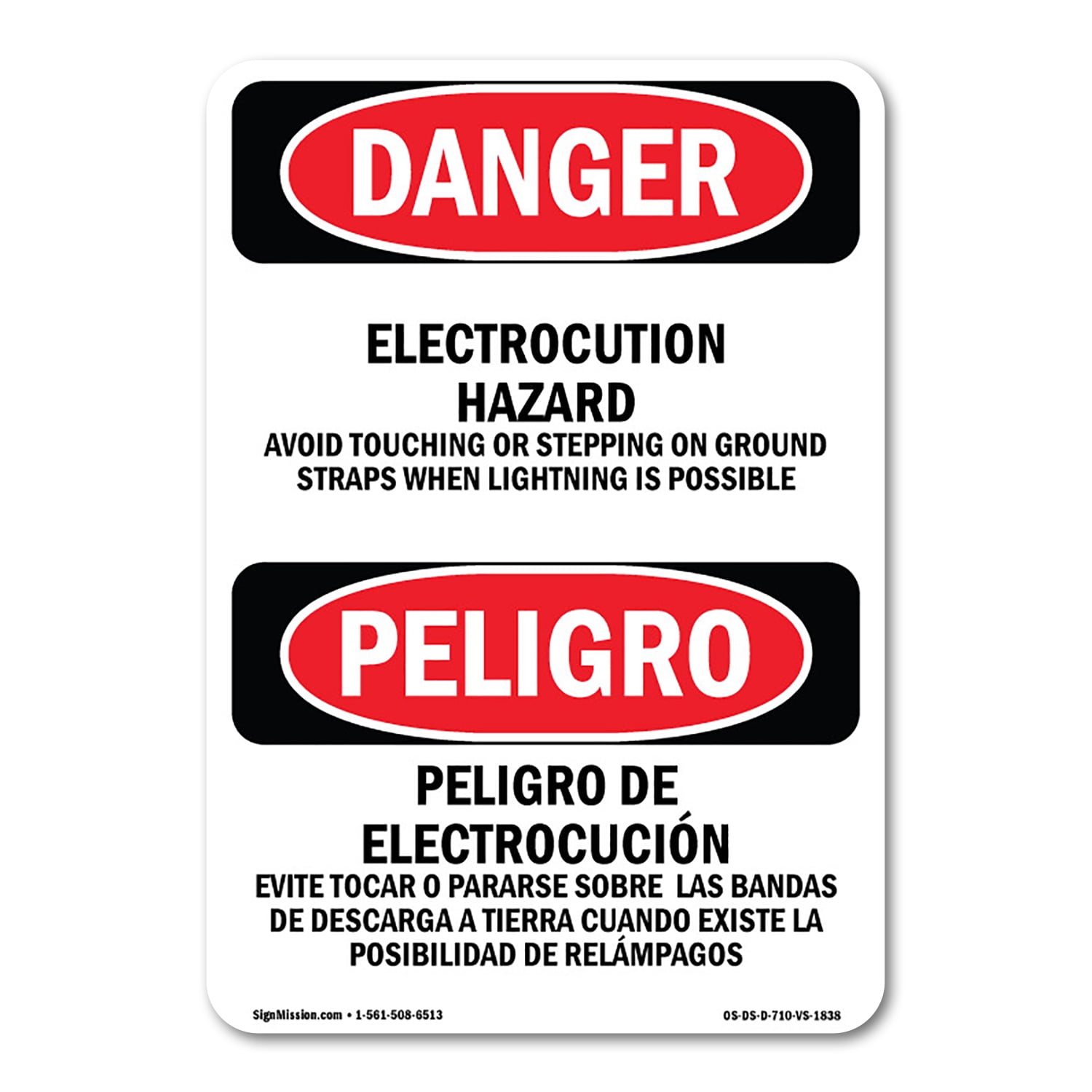 OSHA Danger Sign - Electrocution Hazard Avoid Bilingual | Plastic Sign ...