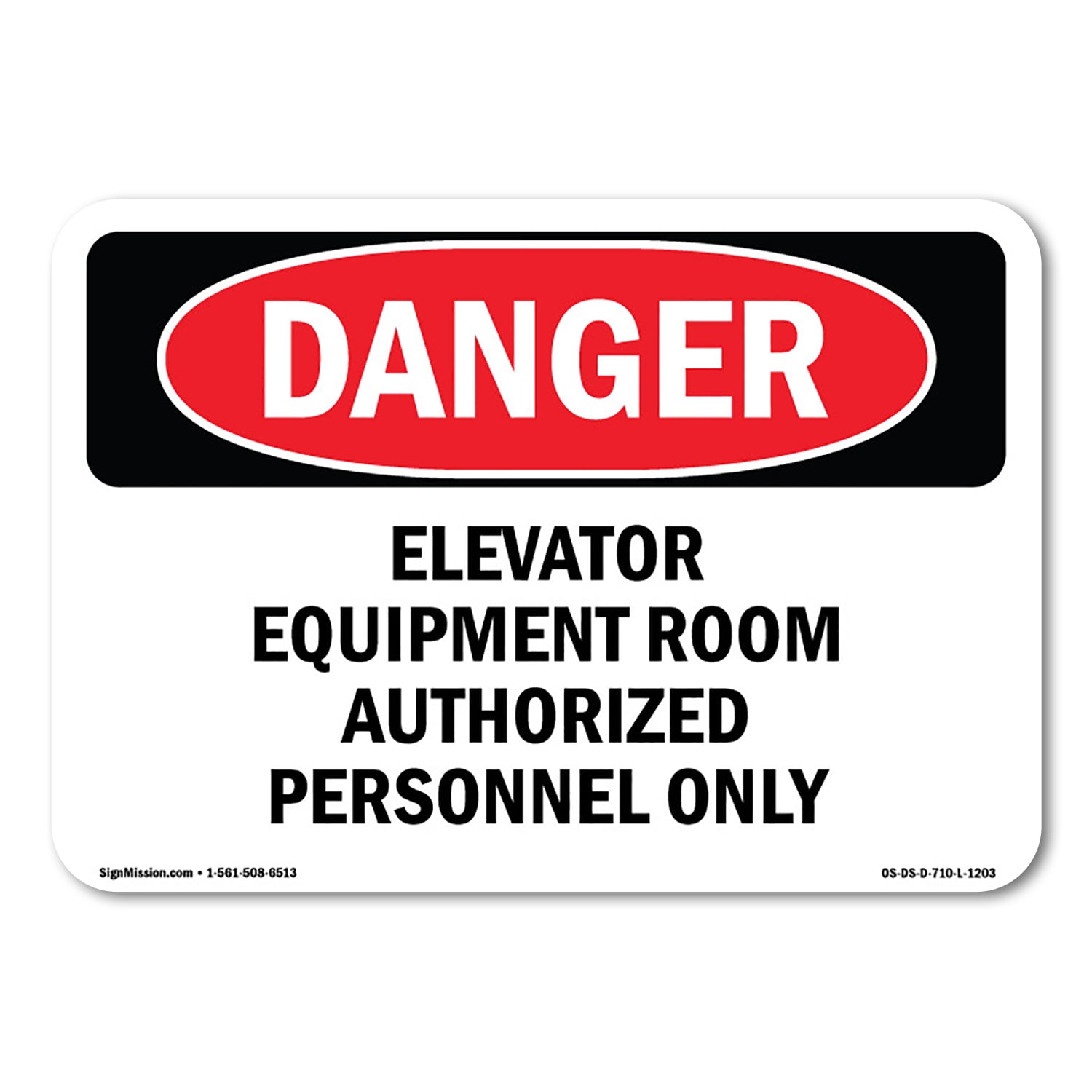 OSHA Danger Sign - Elevator Equipment Room | Plastic Sign | Protect ...