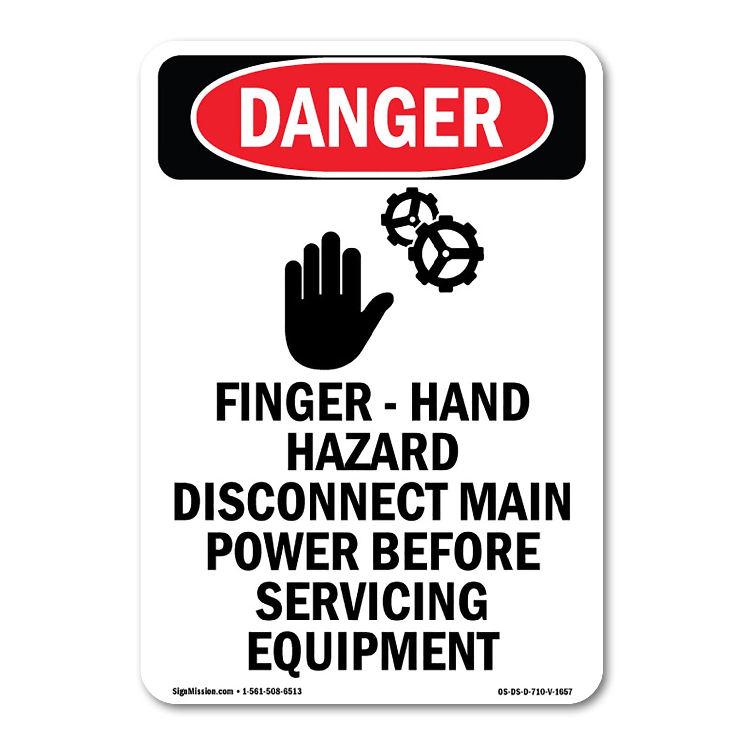 OSHA Danger Sign - Finger - Hand Hazard | Plastic Sign | Protect Your ...