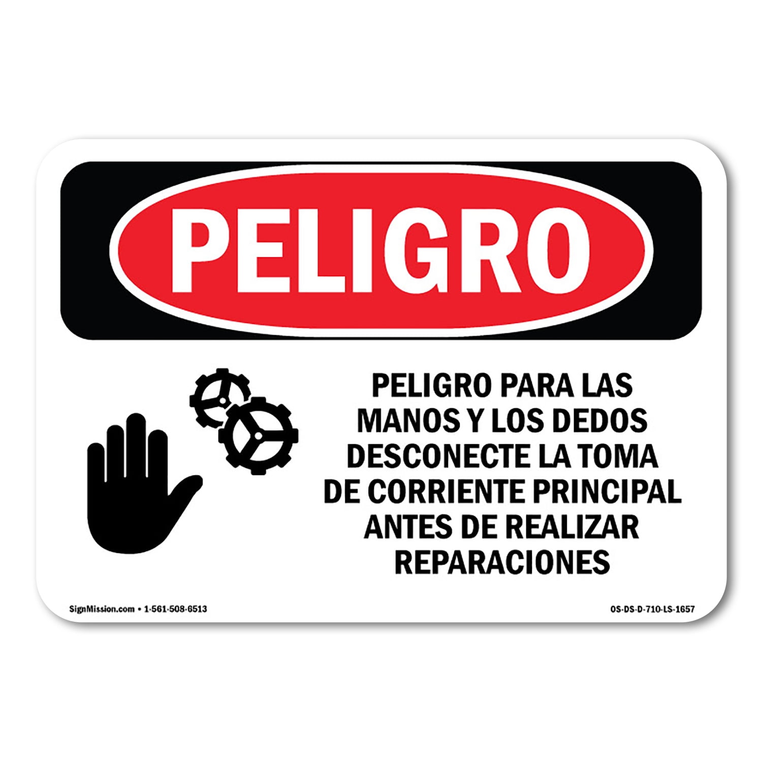 OSHA Danger Sign - Finger - Hand Hazard Spanish | Plastic Sign ...