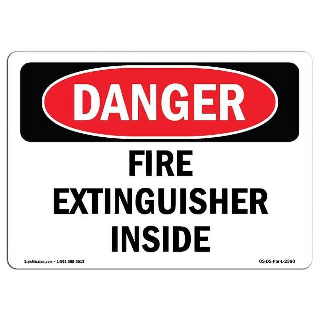 OSHA Danger Sign - Fire Extinguisher Inside - Walmart.com