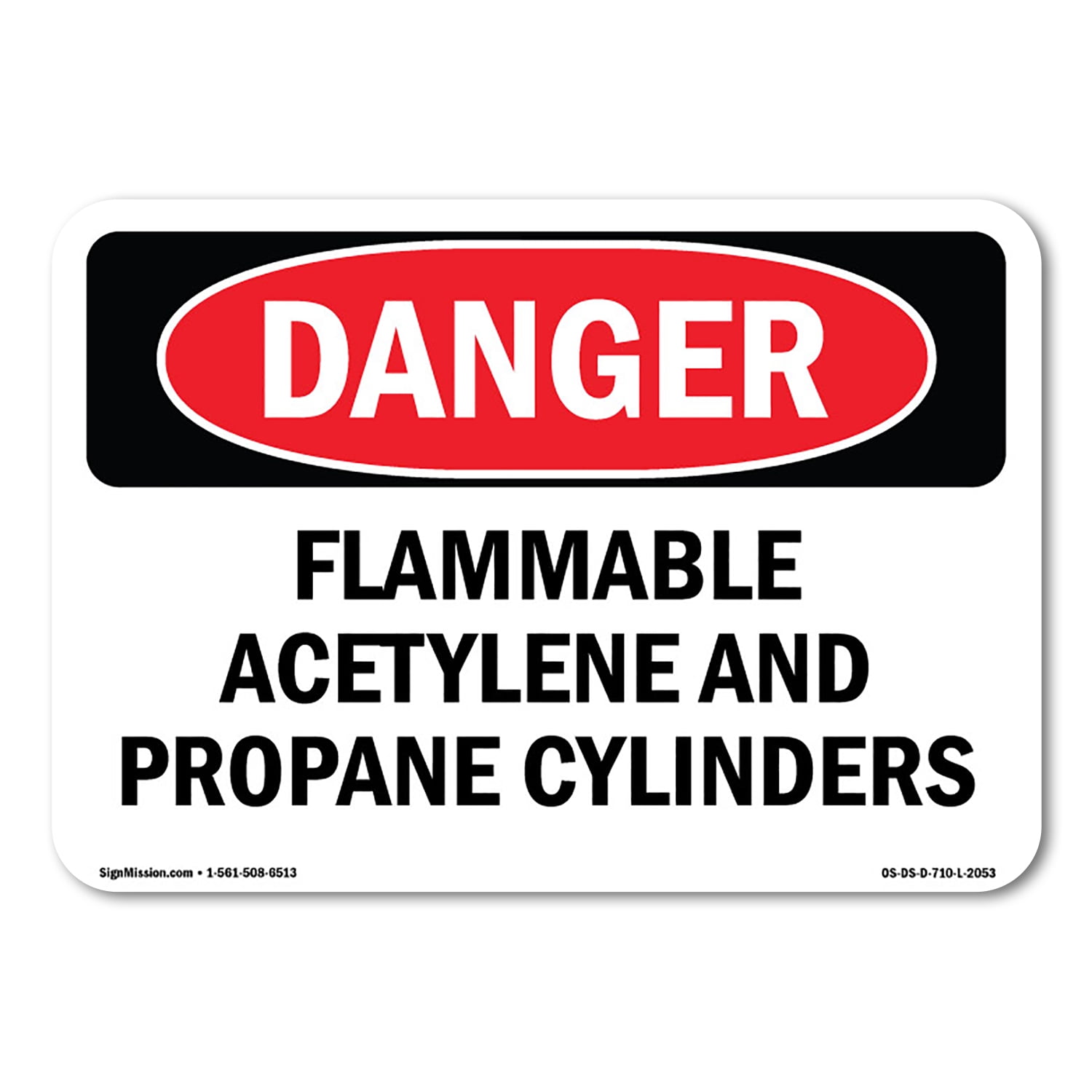 OSHA Danger Sign - Flammable ACETYLENE And Propane Cylinders | Plastic ...
