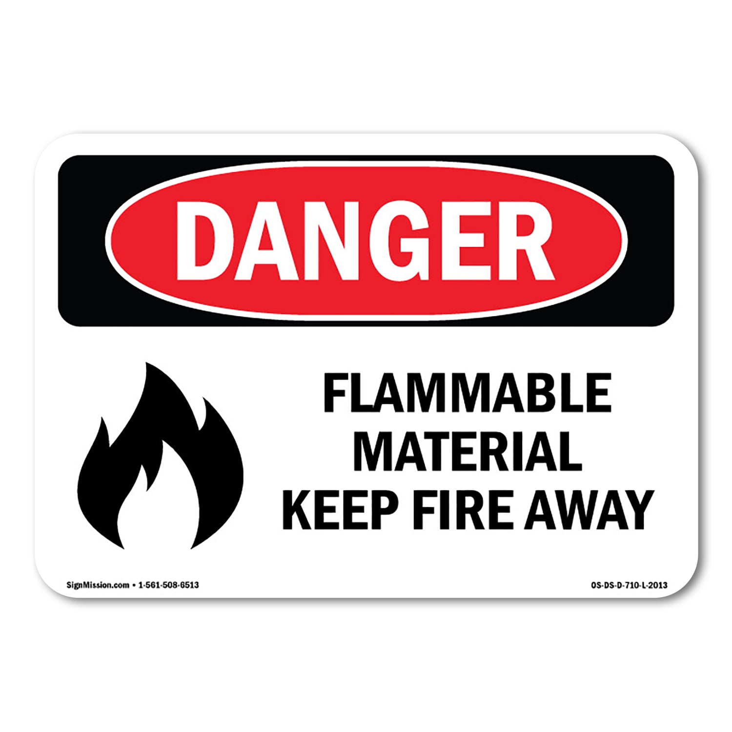 OSHA Danger Sign - Flammable Material Keep Fire Away | Plastic Sign ...